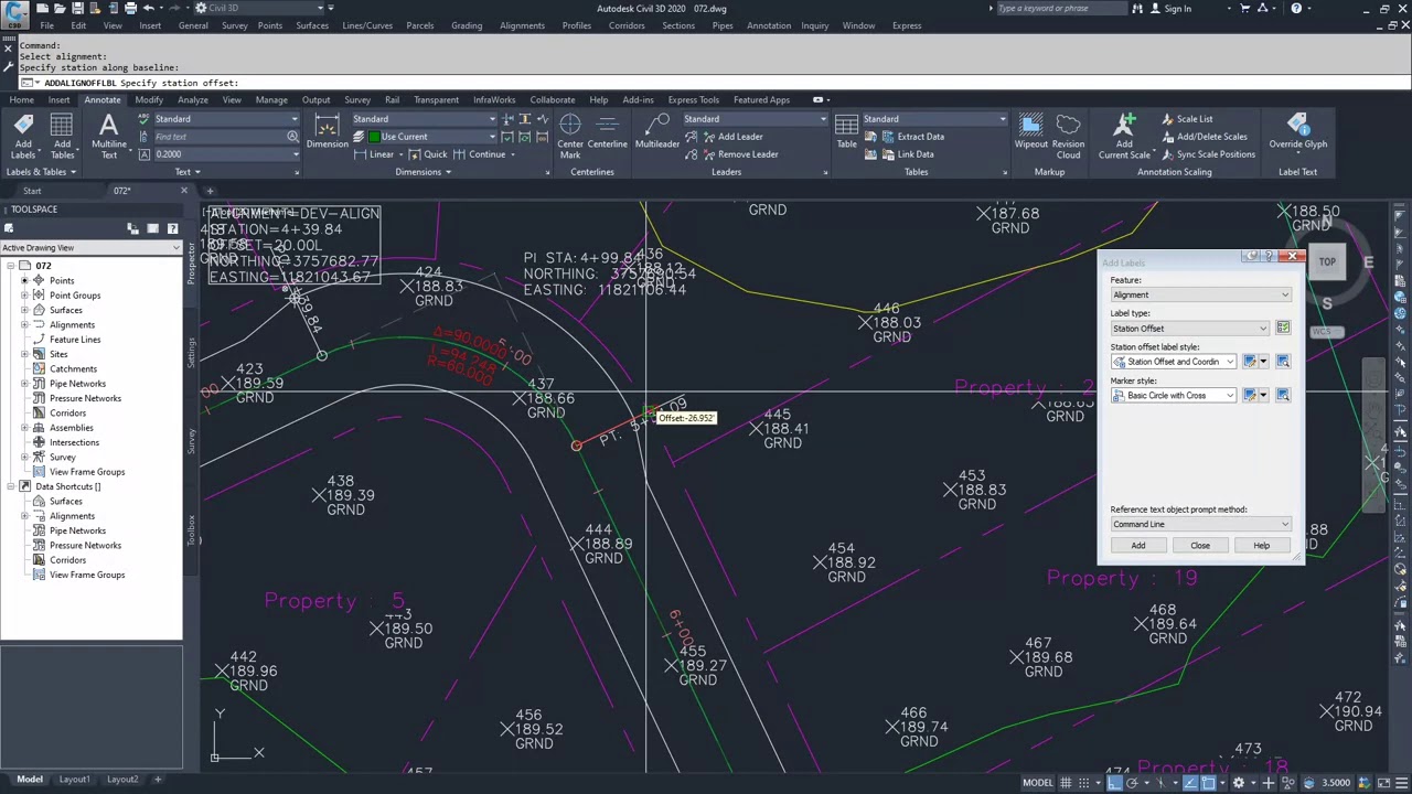 How to Station offset labels of Alignments and Profiles in AutoCAD ...