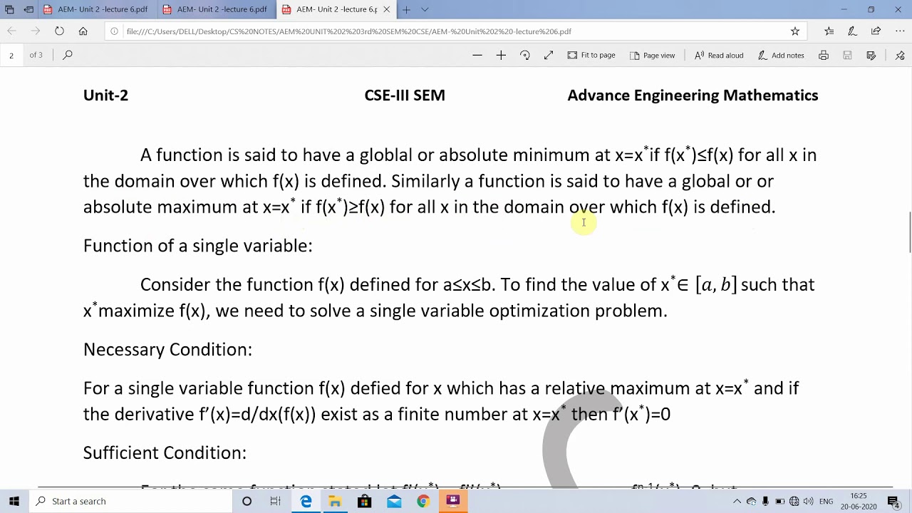 3CS2-01, AEM, UNIT-2, L-6, Classical Optimization Techniques by Sunil Kumar Sharma - YouTube