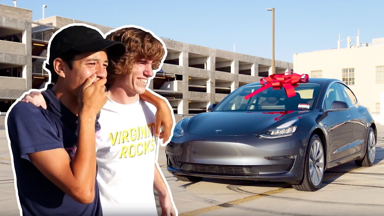 Surprising Best Friend with a New Tesla! - YouTube