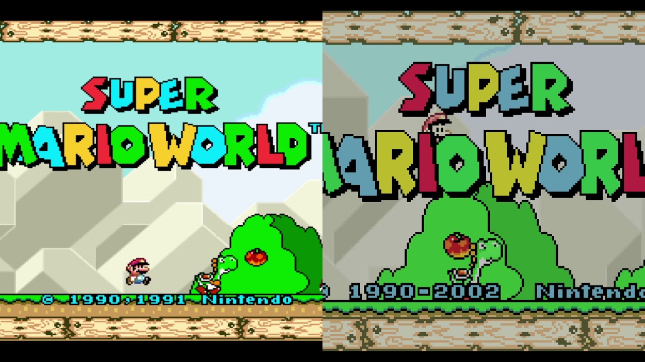 Super Mario Title Screen Comparison SNES,GBA - YouTube