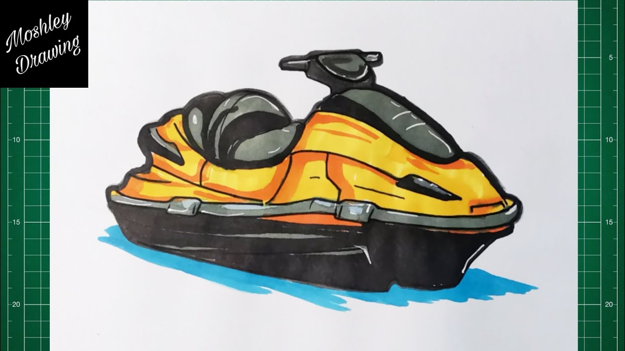 How to Draw a Jet Ski - YouTube
