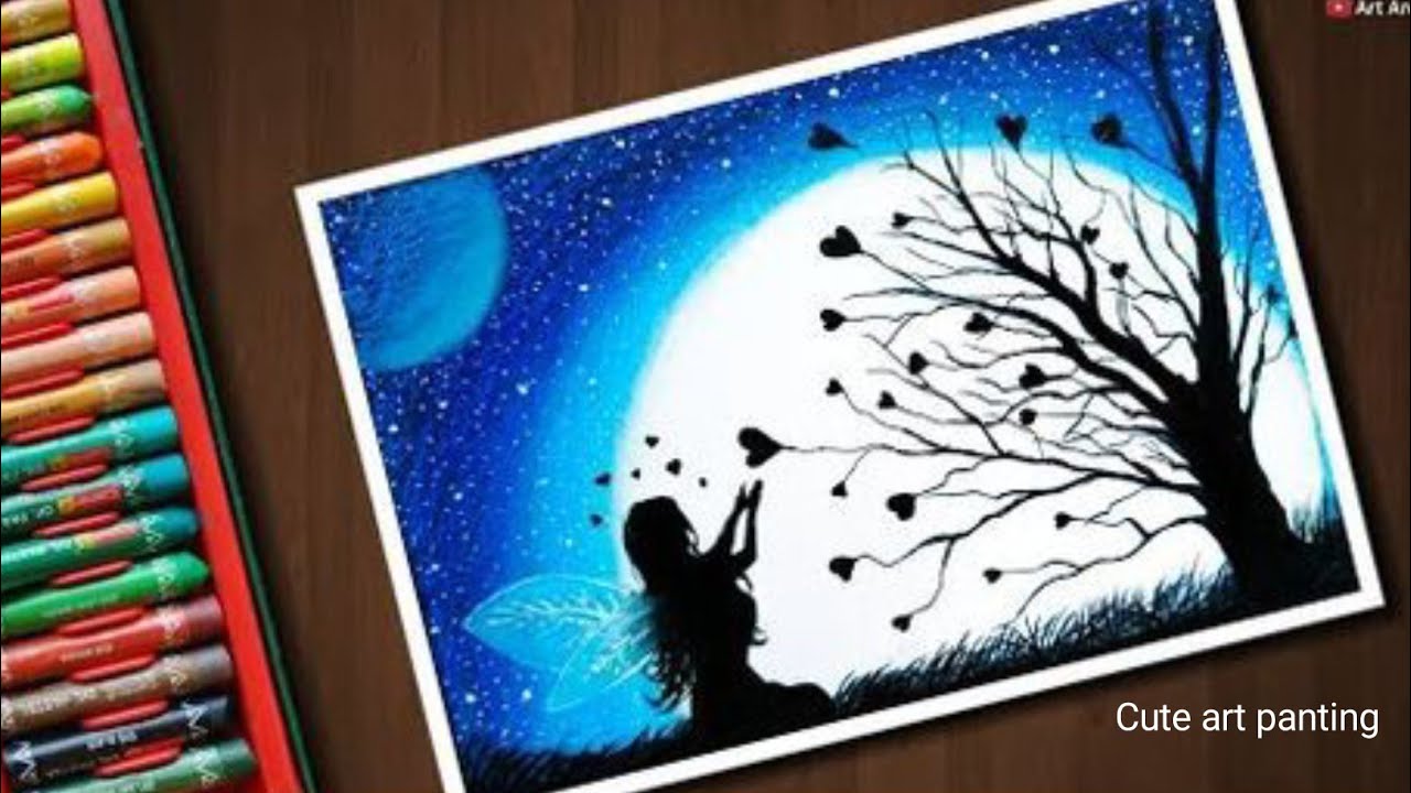 Oil pastel moon drawing step by step - YouTube