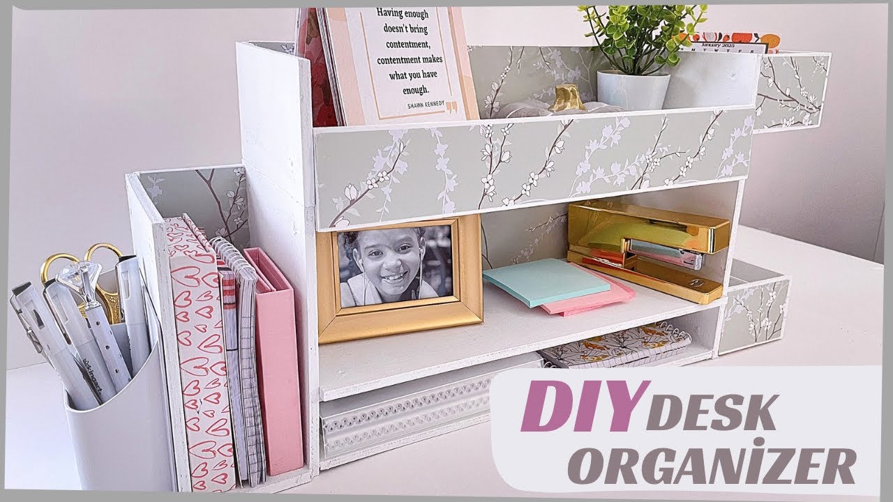 How to make a Desk Organizer using DOLLAR TREE Wall Shelves - YouTube