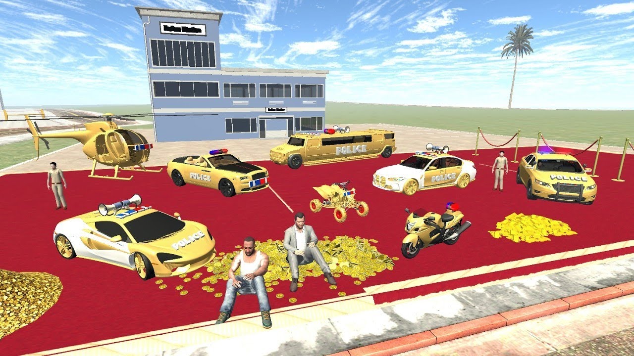Franklin Steal Expensive Gold Police Cars in Indian Bike Driving 3DGame ...