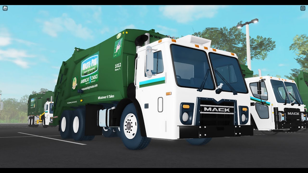 Roblox Garbage Trucks| Waste Pro Mack LEU New Way Rear Loader. - YouTube