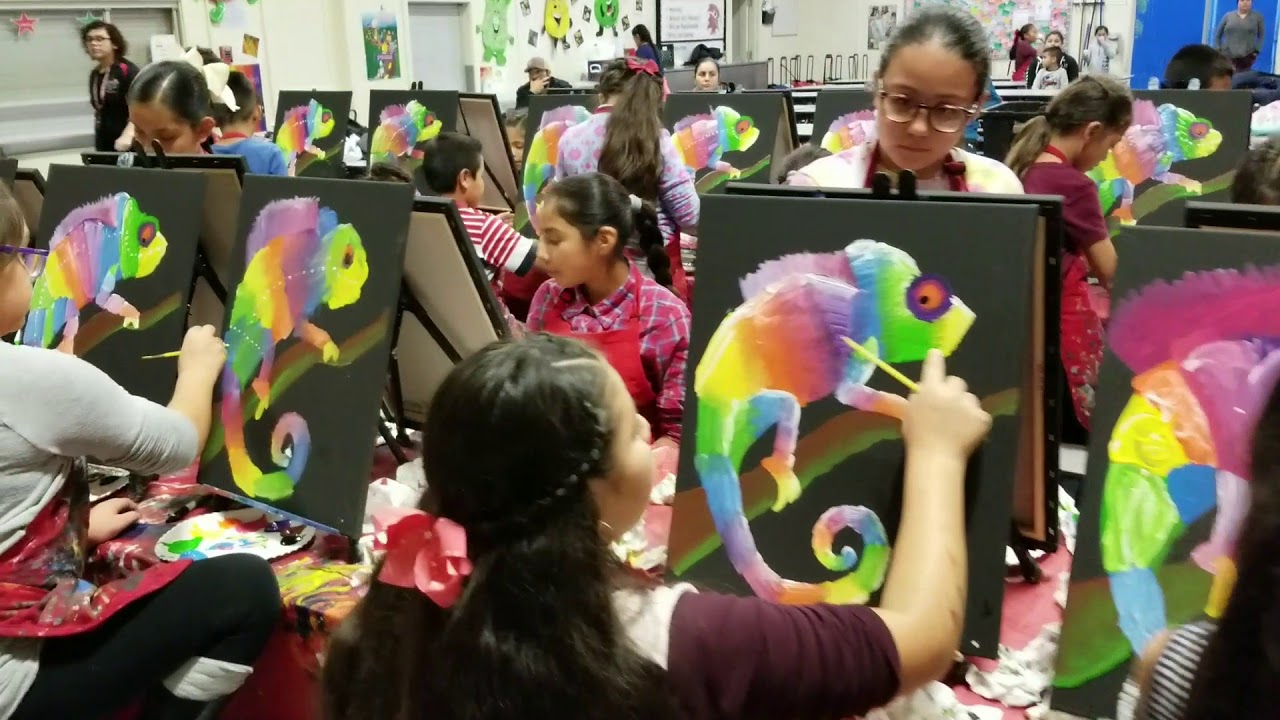 4th grade painting the Rainbow Chameleon - YouTube