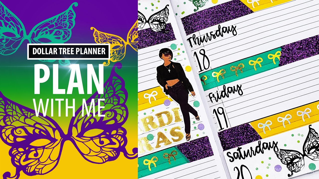 DOLLAR TREE Planner Weekly Setup | Mardi Gras Plan With Me - YouTube