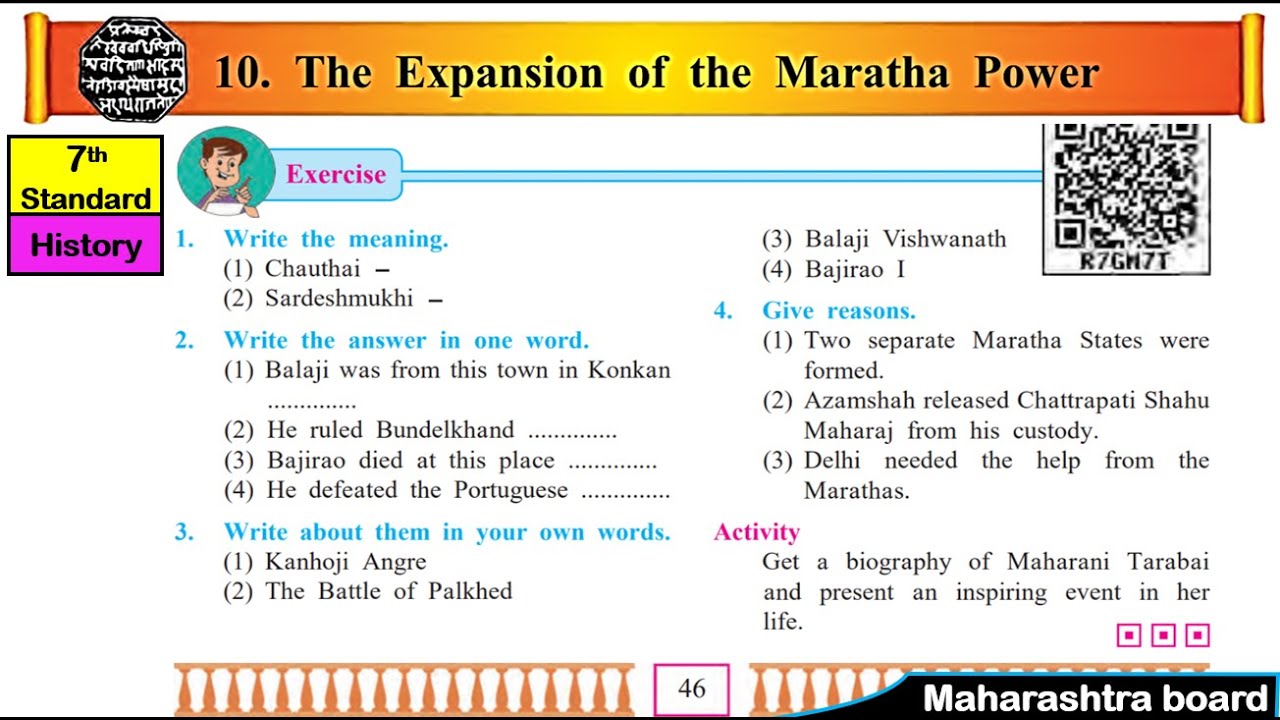 10. The Expansion of the Maratha Power | Question answers | Class 7 ...
