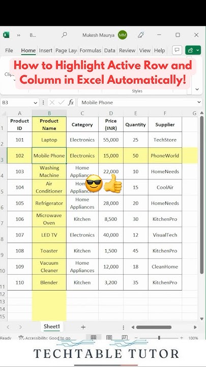 Excel Trick You Need to Know: Auto-Highlight Rows & Columns in Excel! ⚡ #excel #excelshorts ...