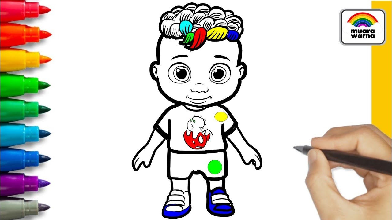 Drawing Cody Cocomelon, Learn Colors for Kids | Coloring and Pinting ...