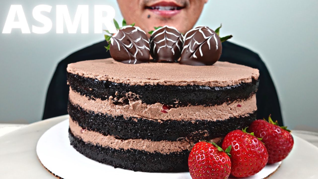 ASMR | Homemade Chocolate + Strawberry Cream Cake + Chocolate Covered ...