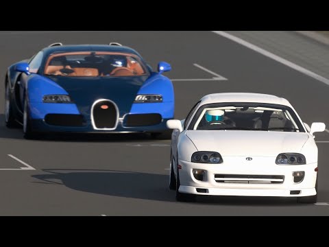 Bugatti Veyron vs Toyota Supra MKIV at Nurburgring Nordschleife Track Day