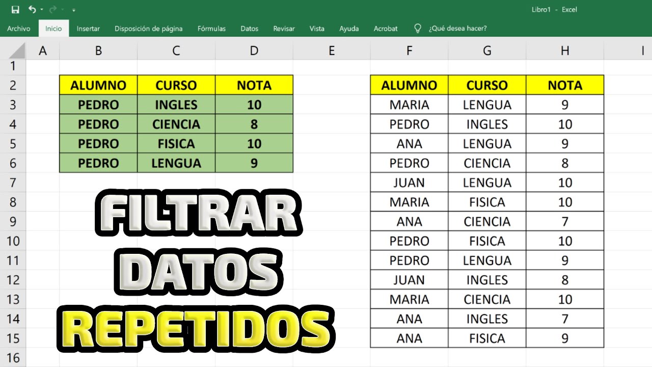 C mo FILTRAR DATOS Cuando Est n REPETIDOS En Excel YouTube