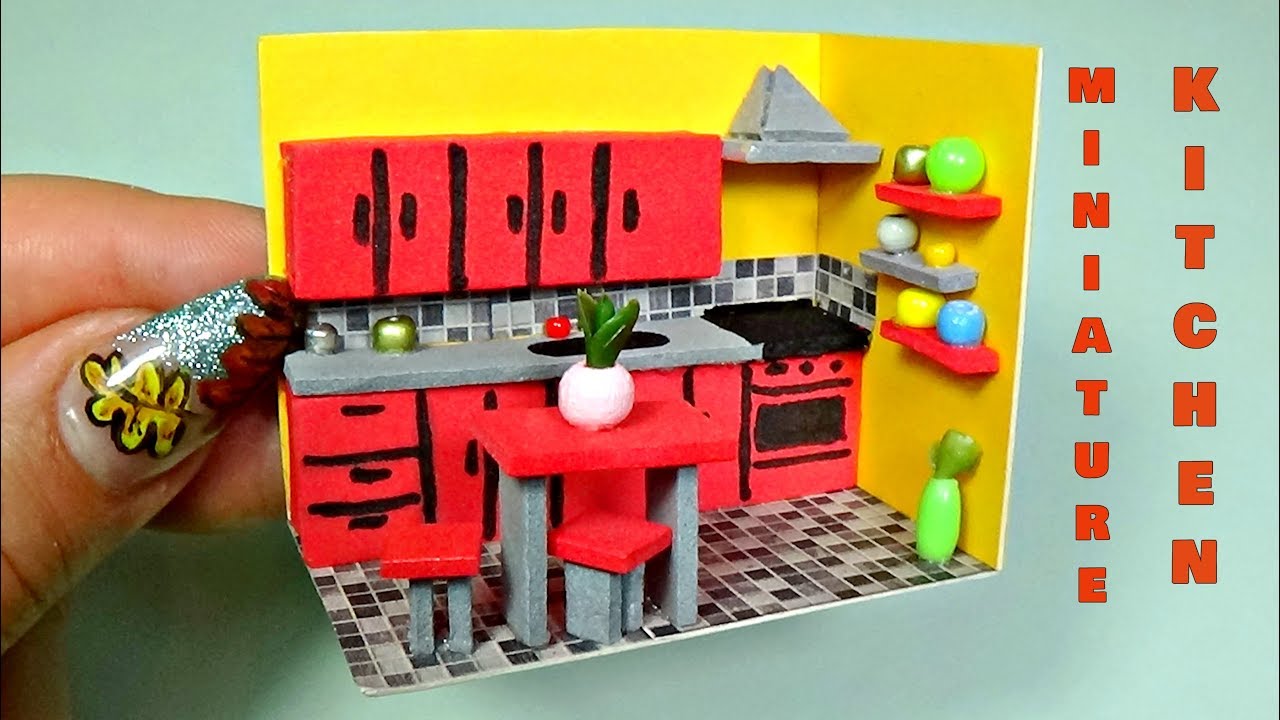 Miniature kitchen diy │ Kitchen miniature tutorial │ Doll Stuff - YouTube