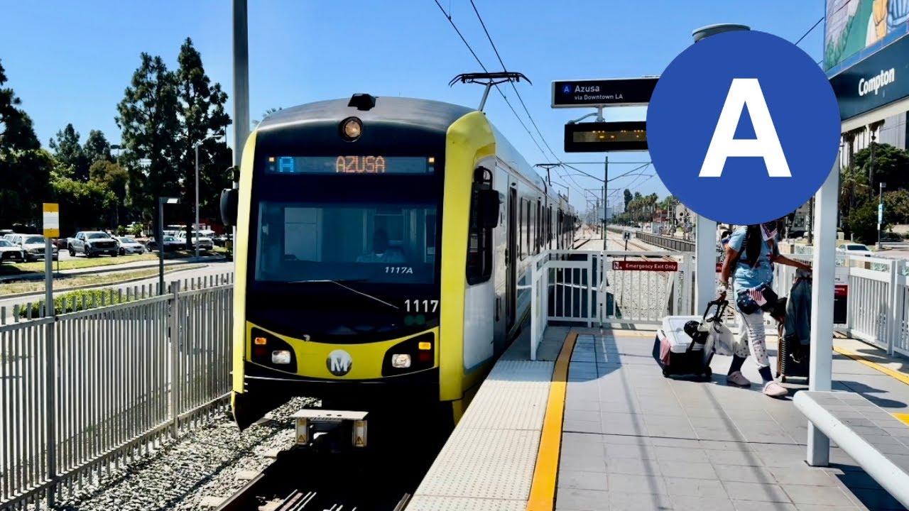 Los Angeles Metro A Line Trains - Compton Station - YouTube