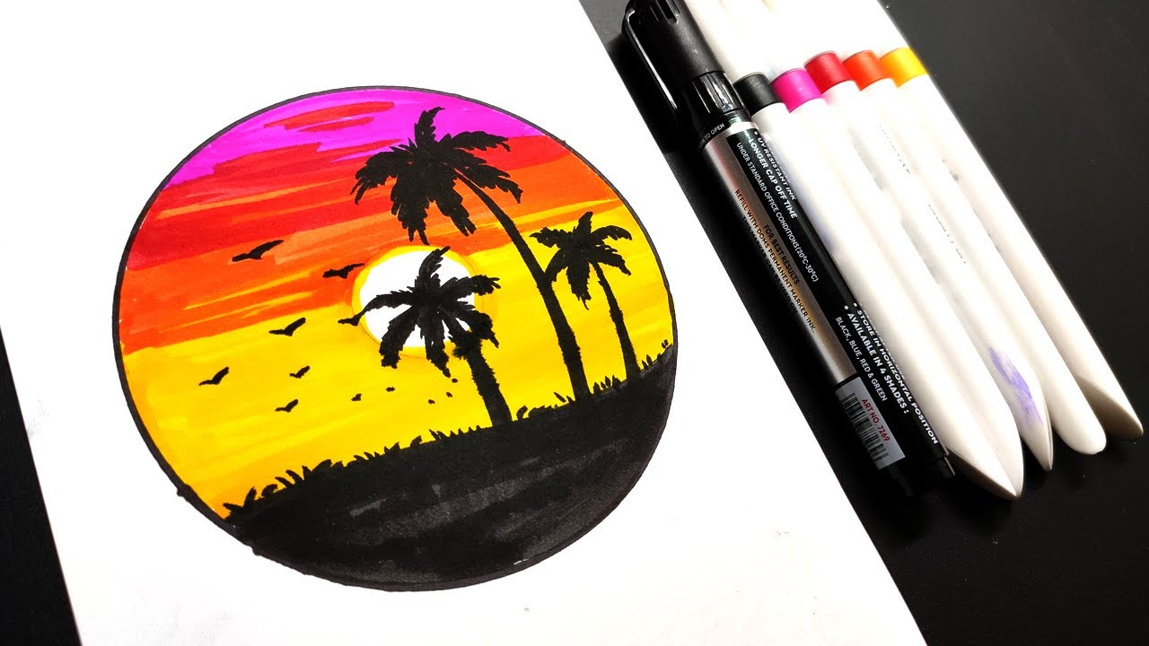 You Won't Believe How Easy Sunset Drawing Can Be with Brush Pens - YouTube