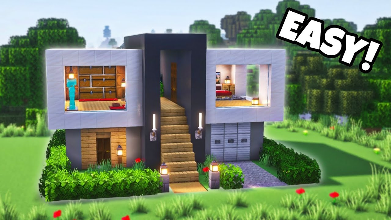 How to build an Easy Modern House in Minecraft!! - YouTube