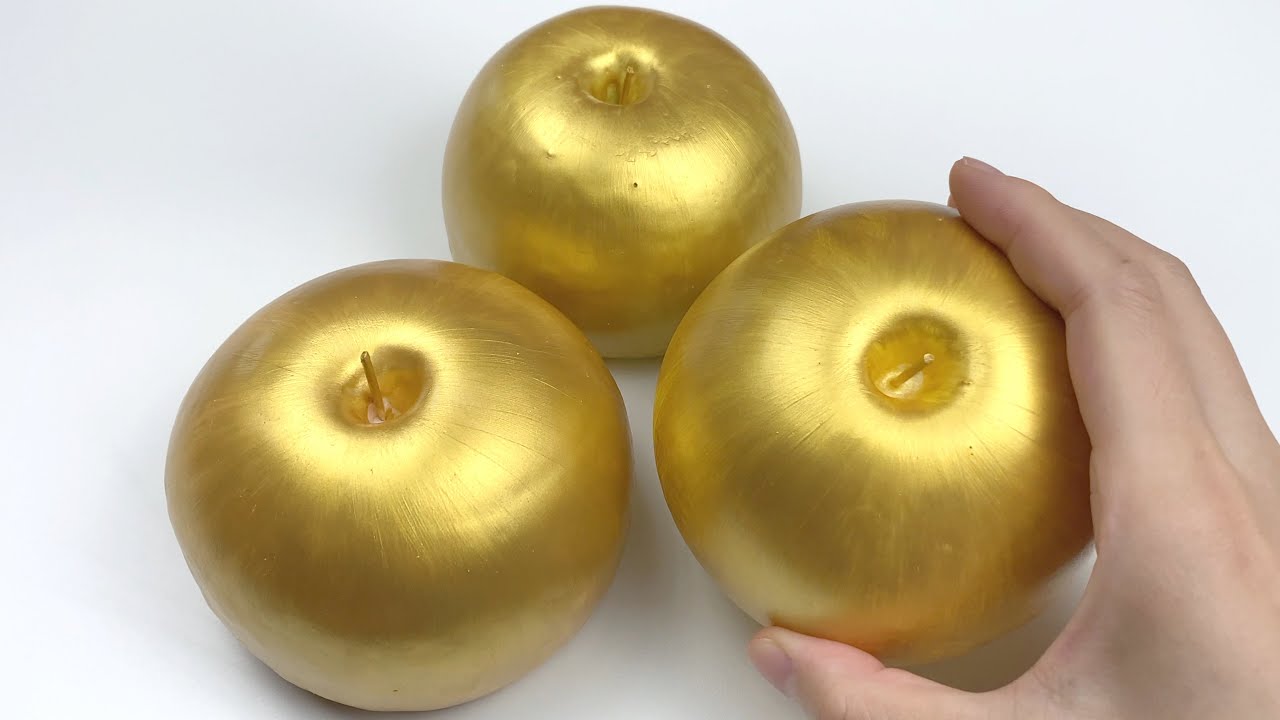 ASMR Golden Apple Plaster Clay Cracking 황금 사과 석고 점토 부수기 - YouTube