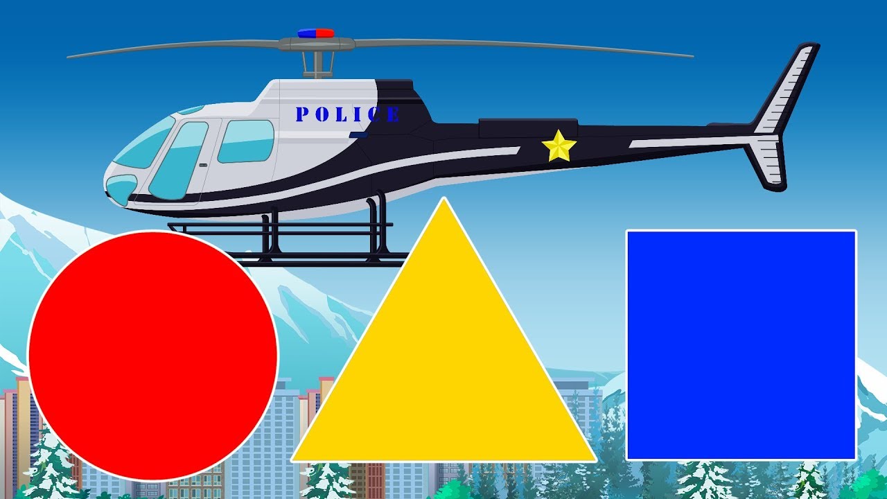 Police Helicopter | Learn Shapes | Learn Colors | Police Vehicle for ...