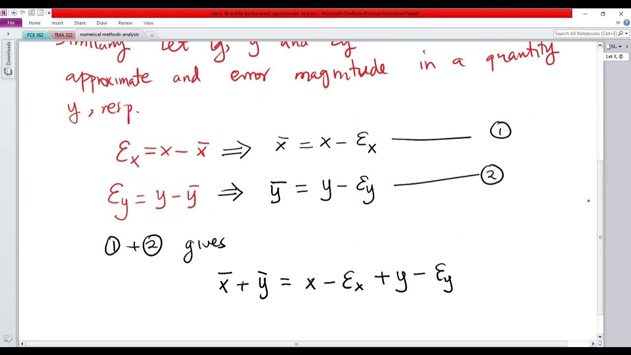 Errors in Numerical Computations: Error Propagation in Sum and Difference P 5 - YouTube