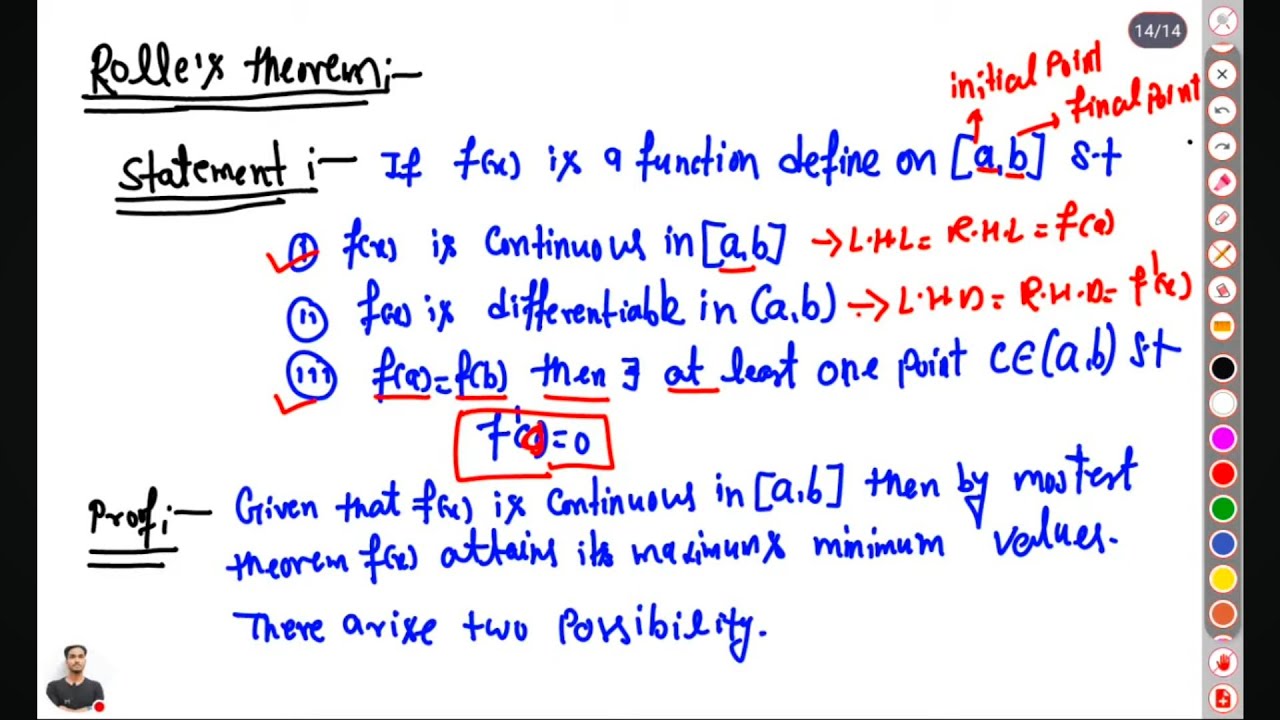 DIFFERENTIAL CALCULUS | ROLLE'S THEOREM STATE AND PROOF BY PK SIR - YouTube