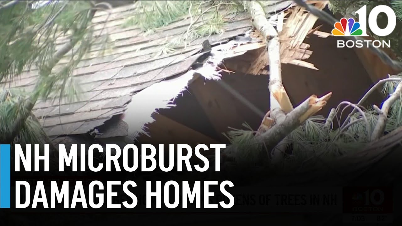Microburst damages homes and downs trees in NH - YouTube