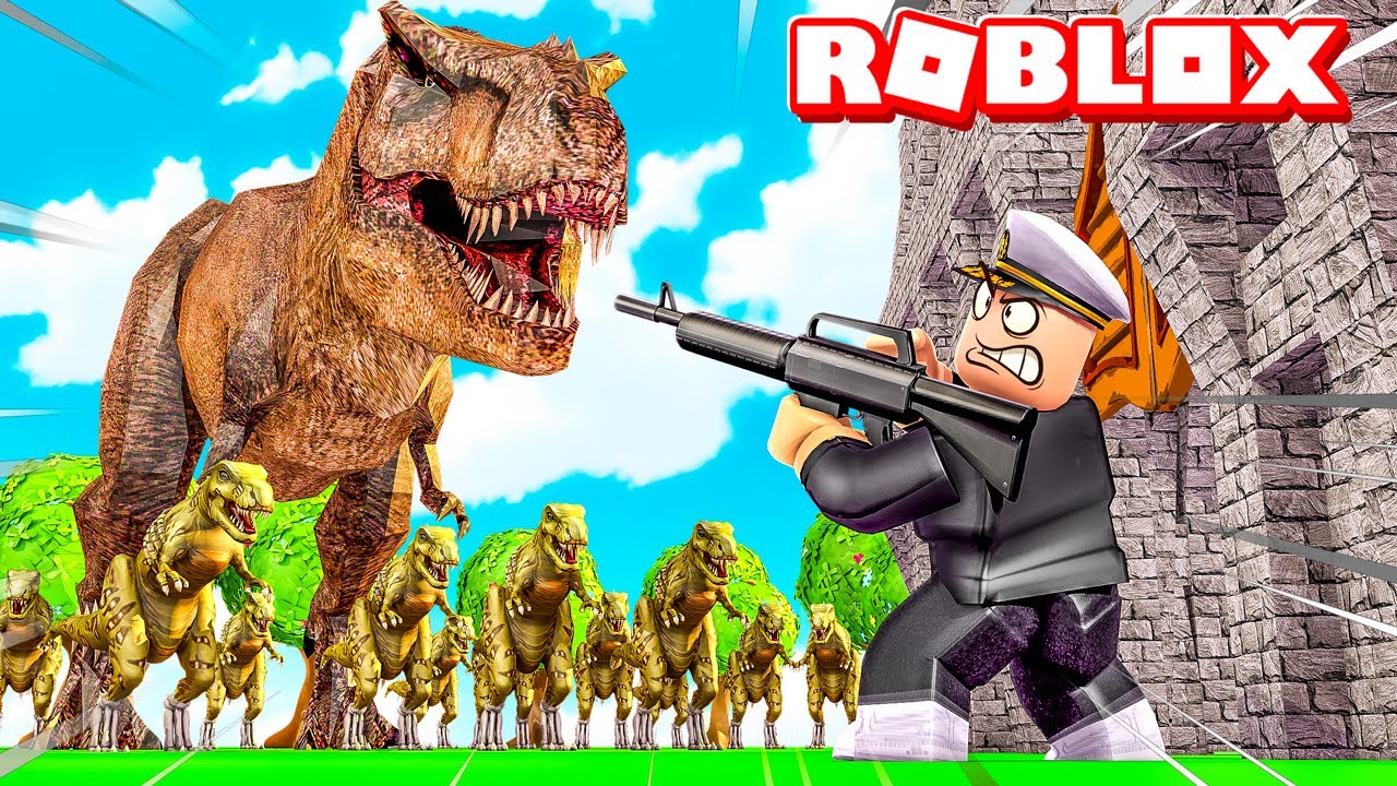 FIGHTING DINOSAURS IN ROBLOX - YouTube