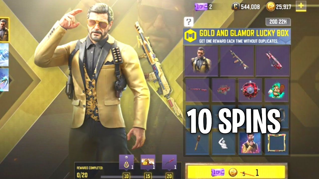 10 SPINS ON GOLD & GLAMOUR LUCKY BOX FOR WOODS AND AK117 CODM SEASON 8 ...