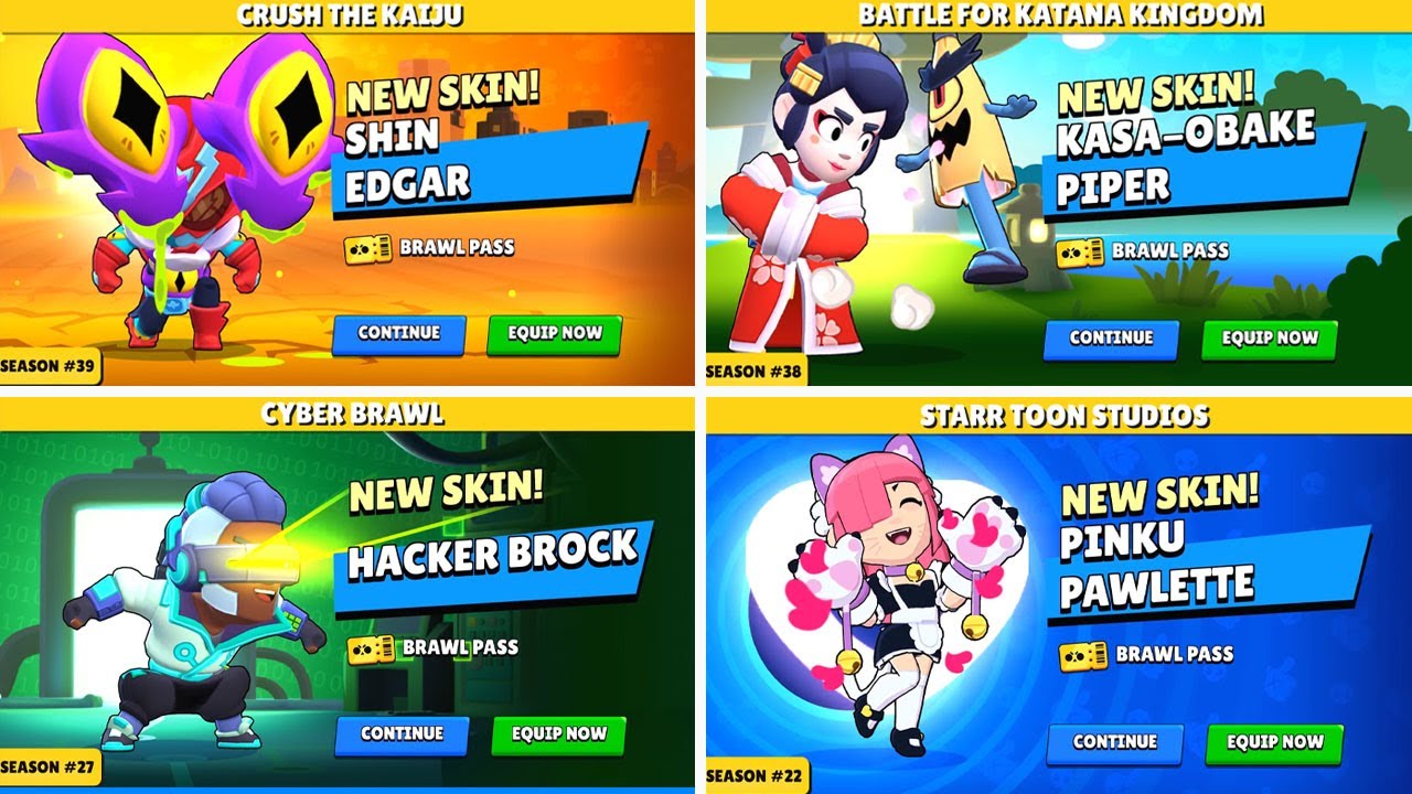 All Brawl Pass Skins Unlock Animation In Brawl Stars - YouTube