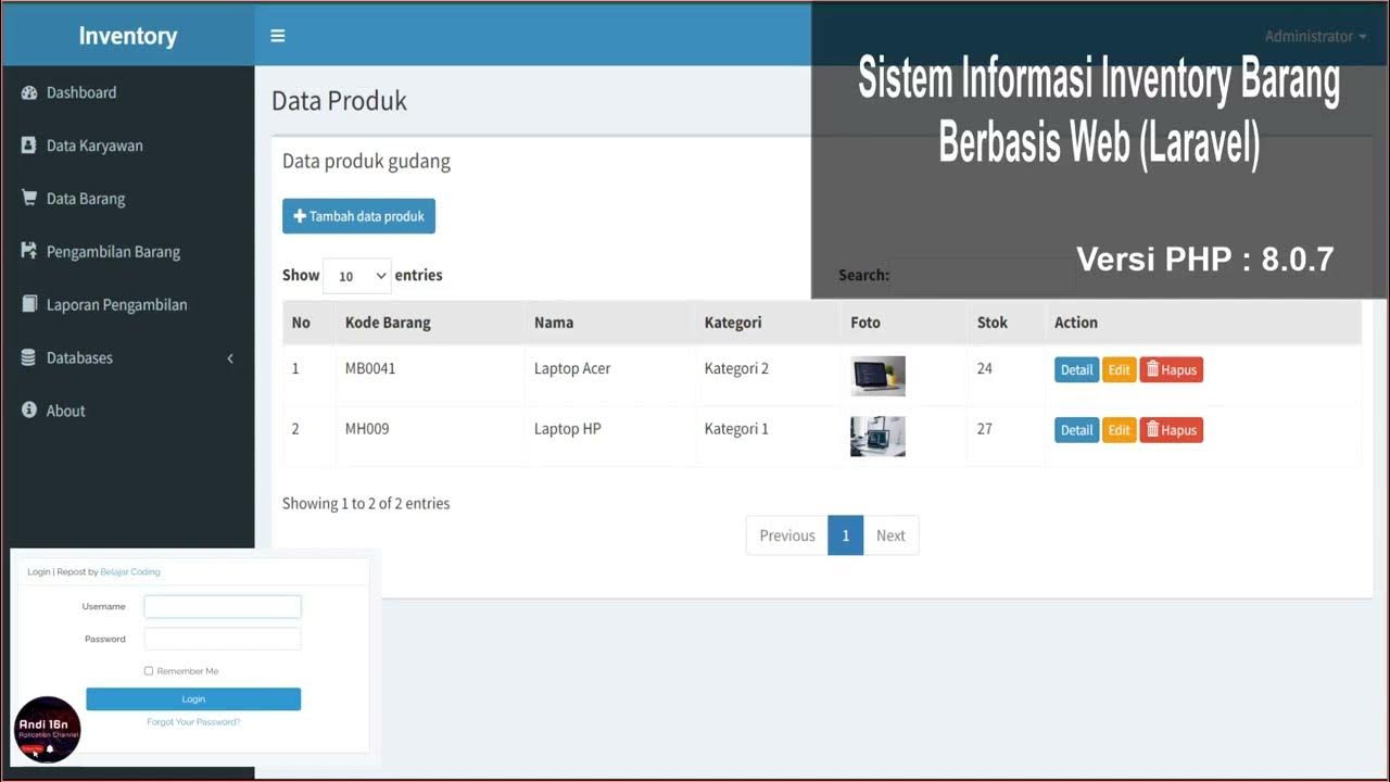 Sistem Inventory Barang Berbasis Web Laravel #download #aplikasi #laravel - YouTube