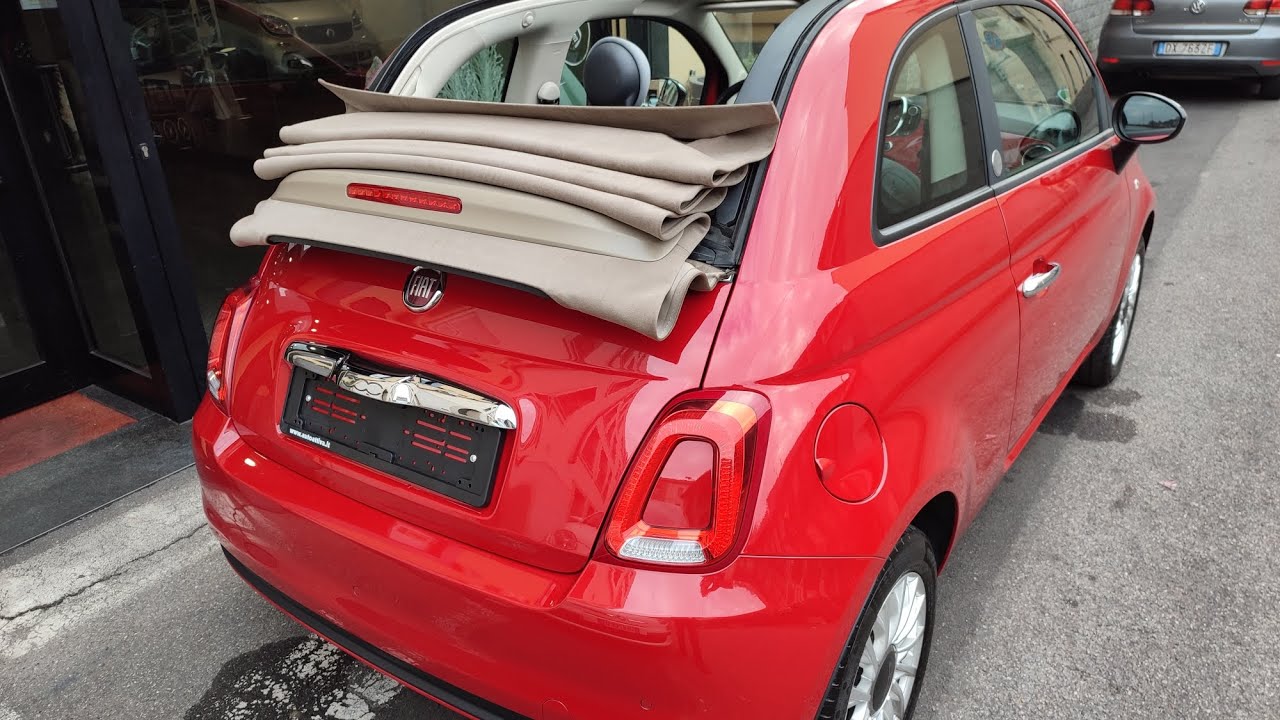 Fiat 500c Rossa capote beige (Venduta) - YouTube