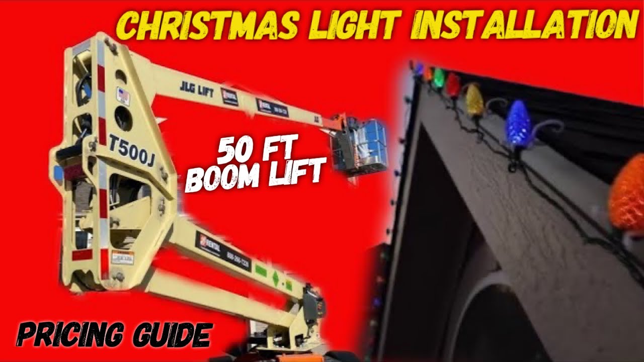 Installing Christmas Lights With A 50 FT Boom Lift - YouTube
