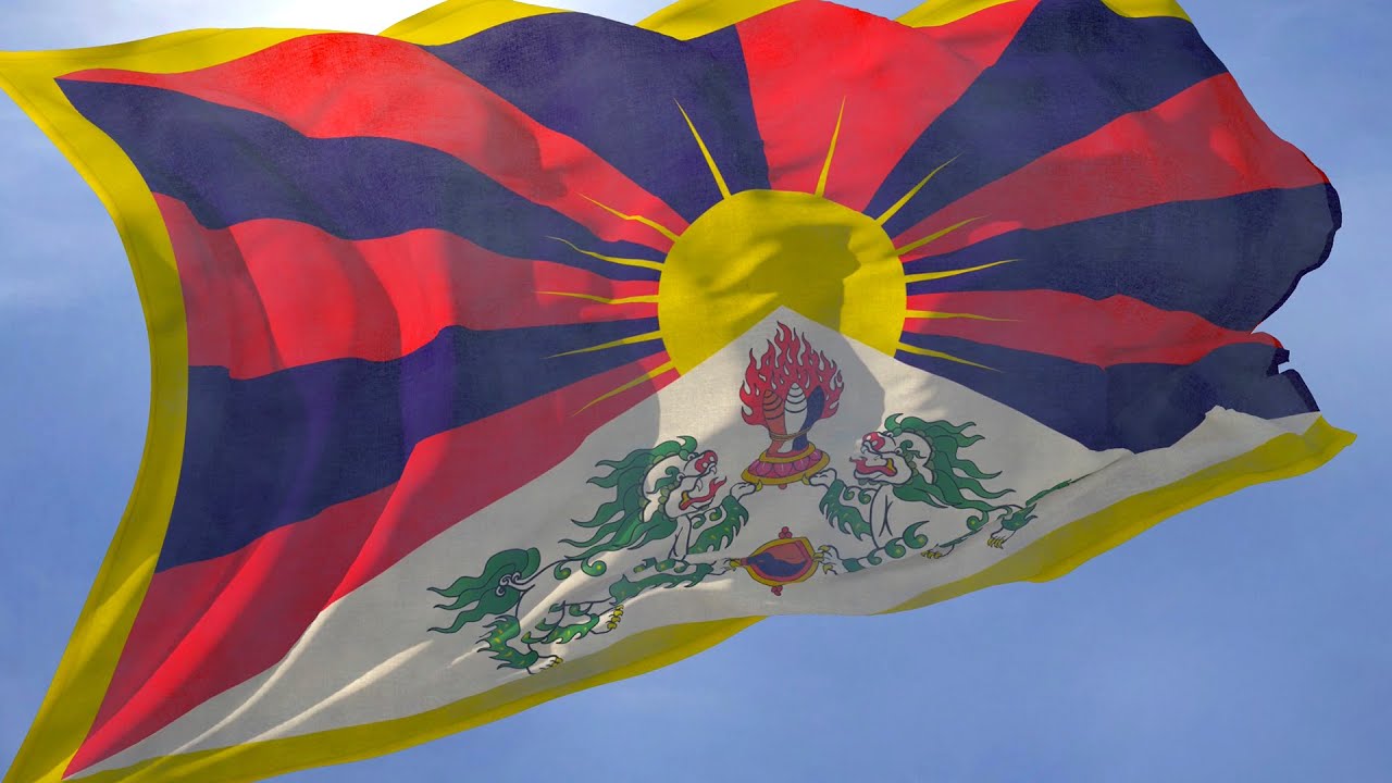 Waving flag and National Anthem of Tibet, "Gyallu" - YouTube