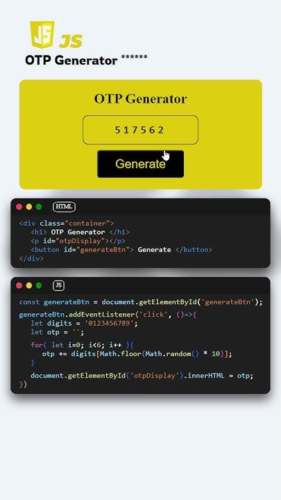 JS OTP Generator #coding - YouTube