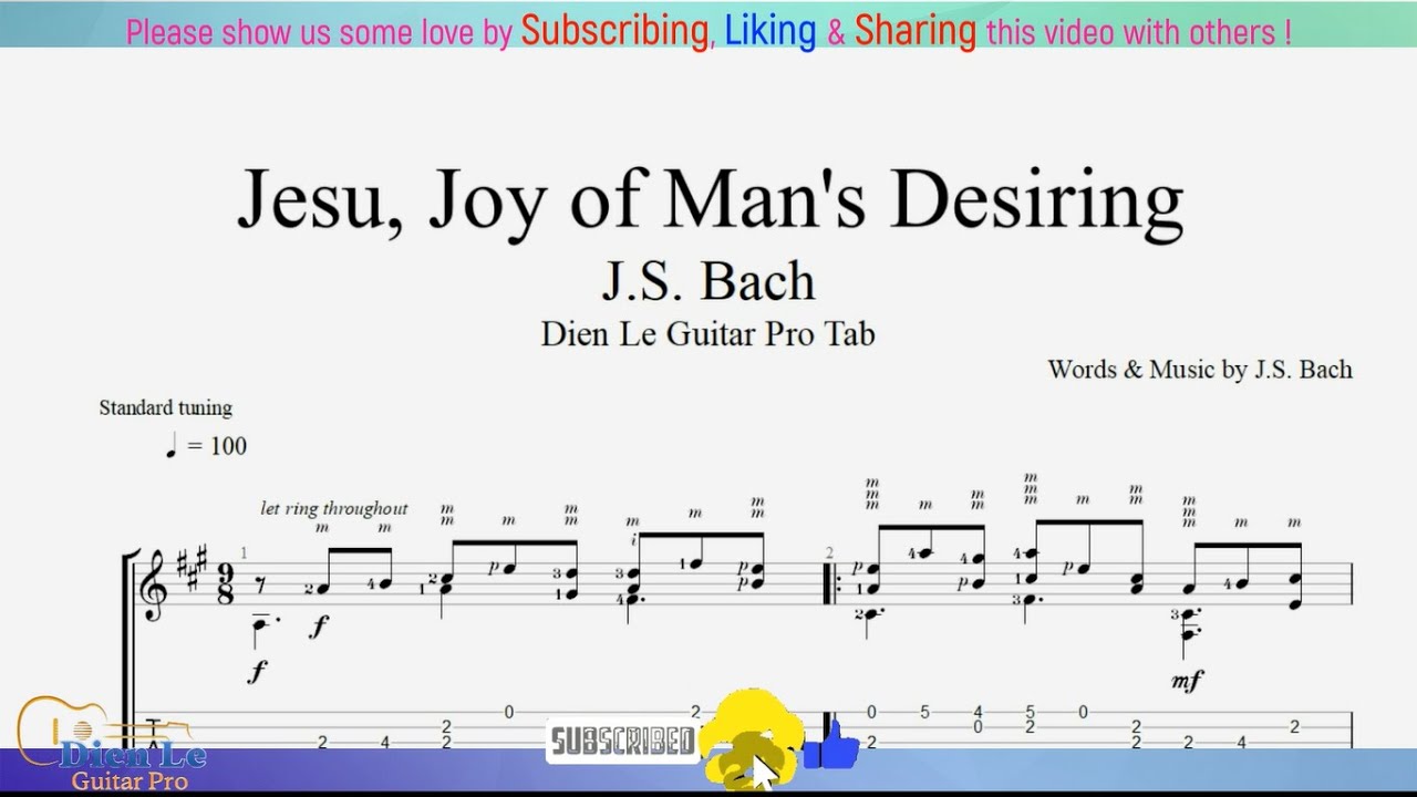 Jesu, Joy of Man's Desiring - for Guitar Classical with TABs - YouTube