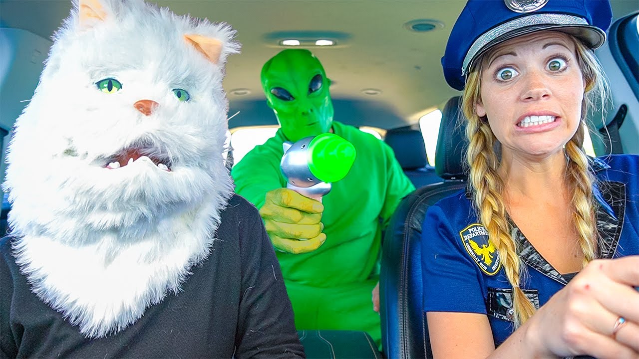 Funny Cat Surprises Police and Alien with Car Ride Chase! - YouTube