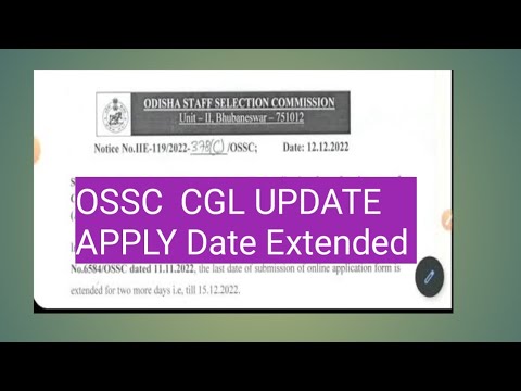 Important notice for ossc cgl || Apply Date Extend - YouTube