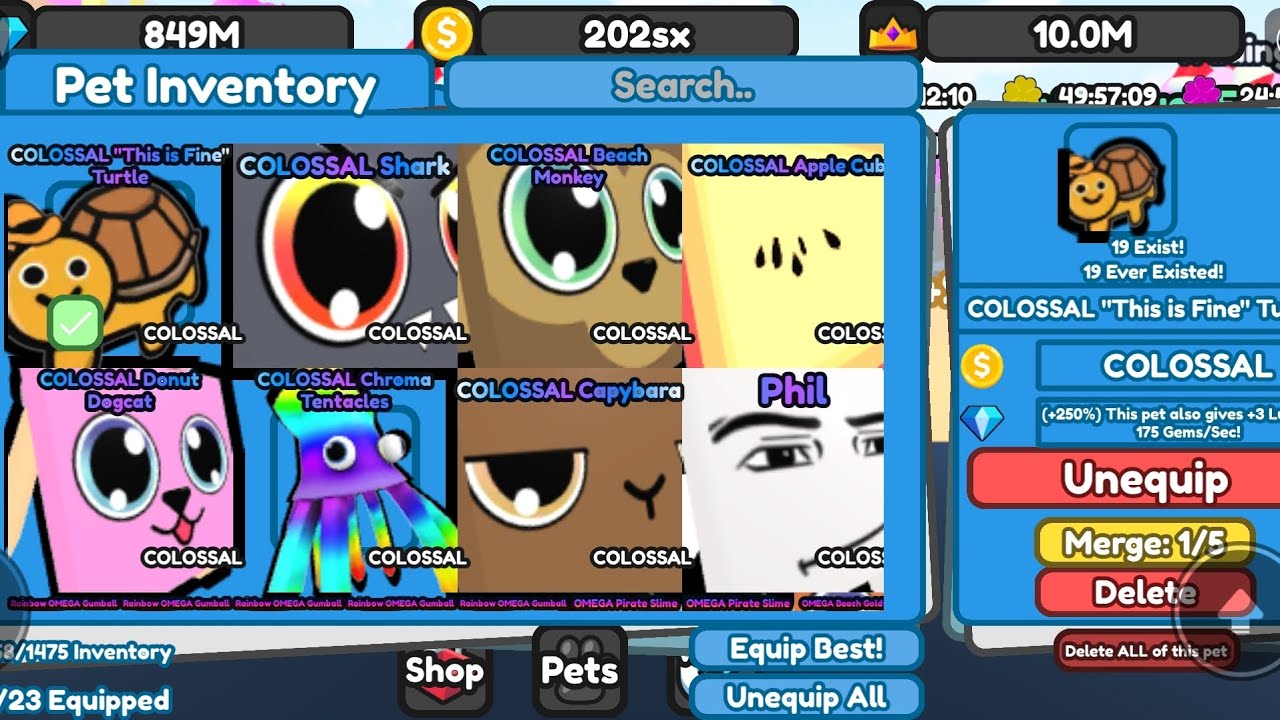 show casing colossal "this is fine" turtle in merging masters ( Roblox ...