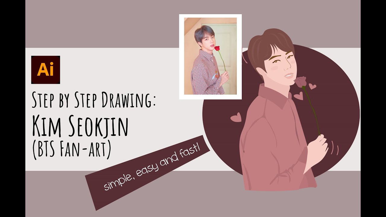 How to Draw Kim Seok-jin (Jin BTS) Step by step using Adobe Illustrator ...