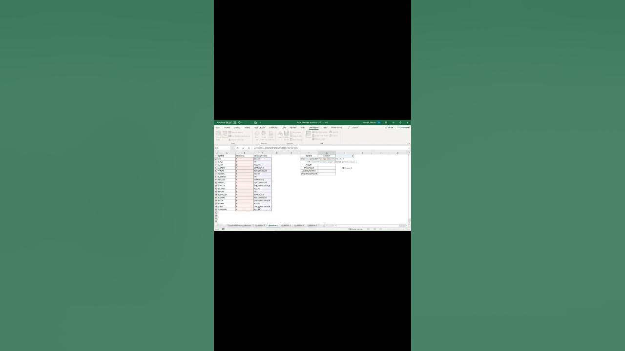 Excel Interview Questions With Solution 7 Excelinterview Microsoftexcel Excel2020 Youtube
