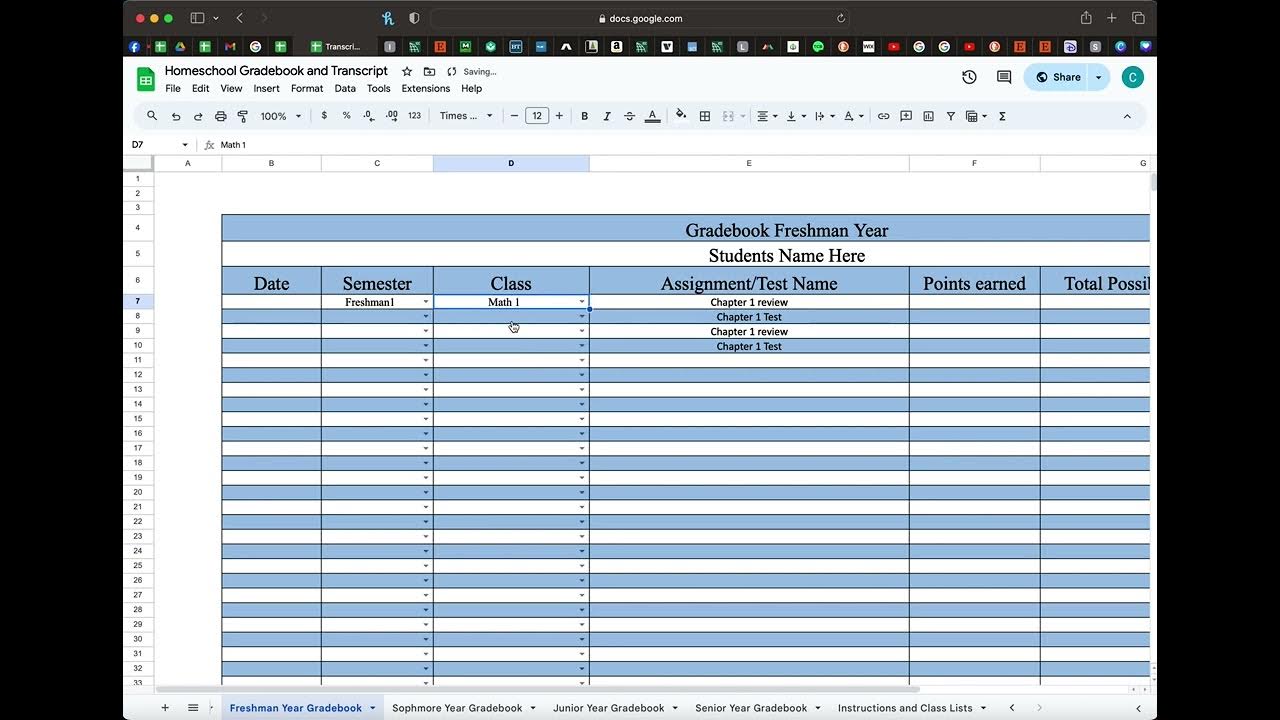 Homeschool Gradebook and Transcript Google Sheets - YouTube