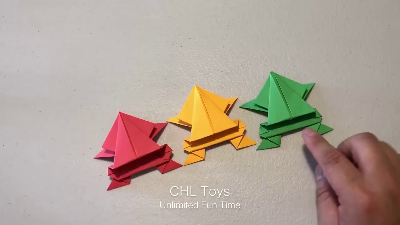 Learn origami how to make paper frog that can jump | CHL Toys - YouTube
