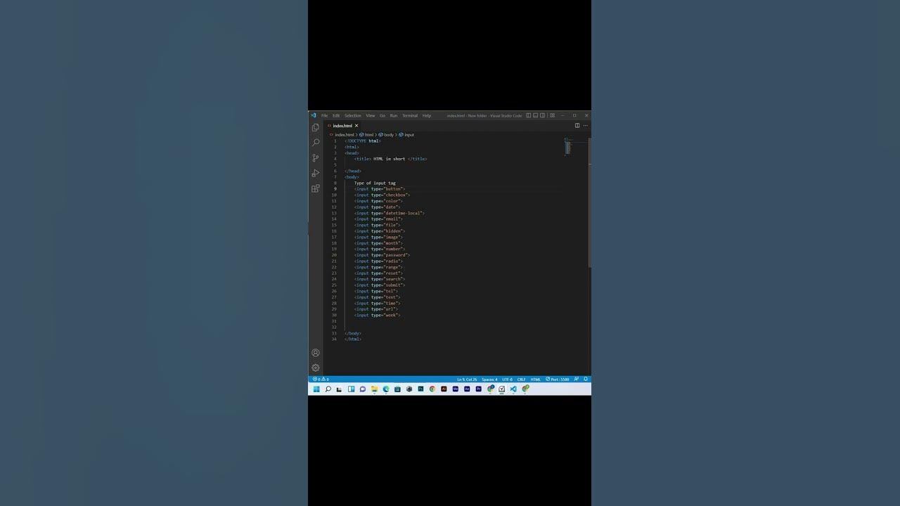 Input Tag With Type Attribute Html Input Tag Html Input Types All Html Input Types Html