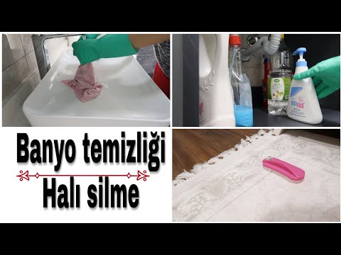 TEMİZLİK VLOG👻BANYO DOLABI VE LAVABO TEMİZLİĞİ🤡HALI SİLDİM🙆 VLOG