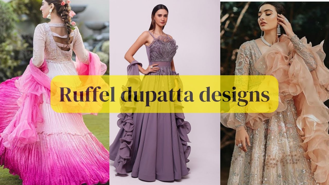 Ruffle dupatta designs / Frill duptta new design / Ruffle dupatta - YouTube