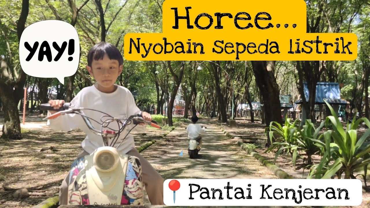 Pertama Kalinya Nyobain Naik Sepeda Listrik di Pantai Kenjeran - YouTube