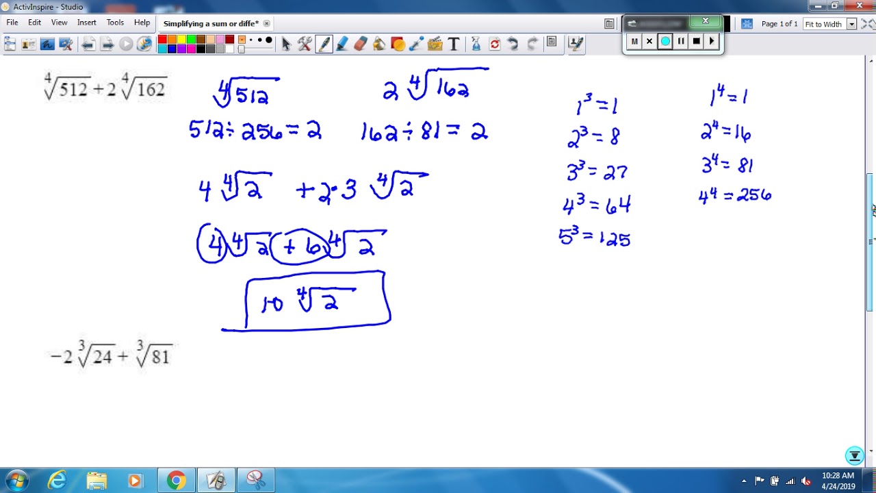 Simplifying a Sum or Difference of Higher Roots - YouTube
