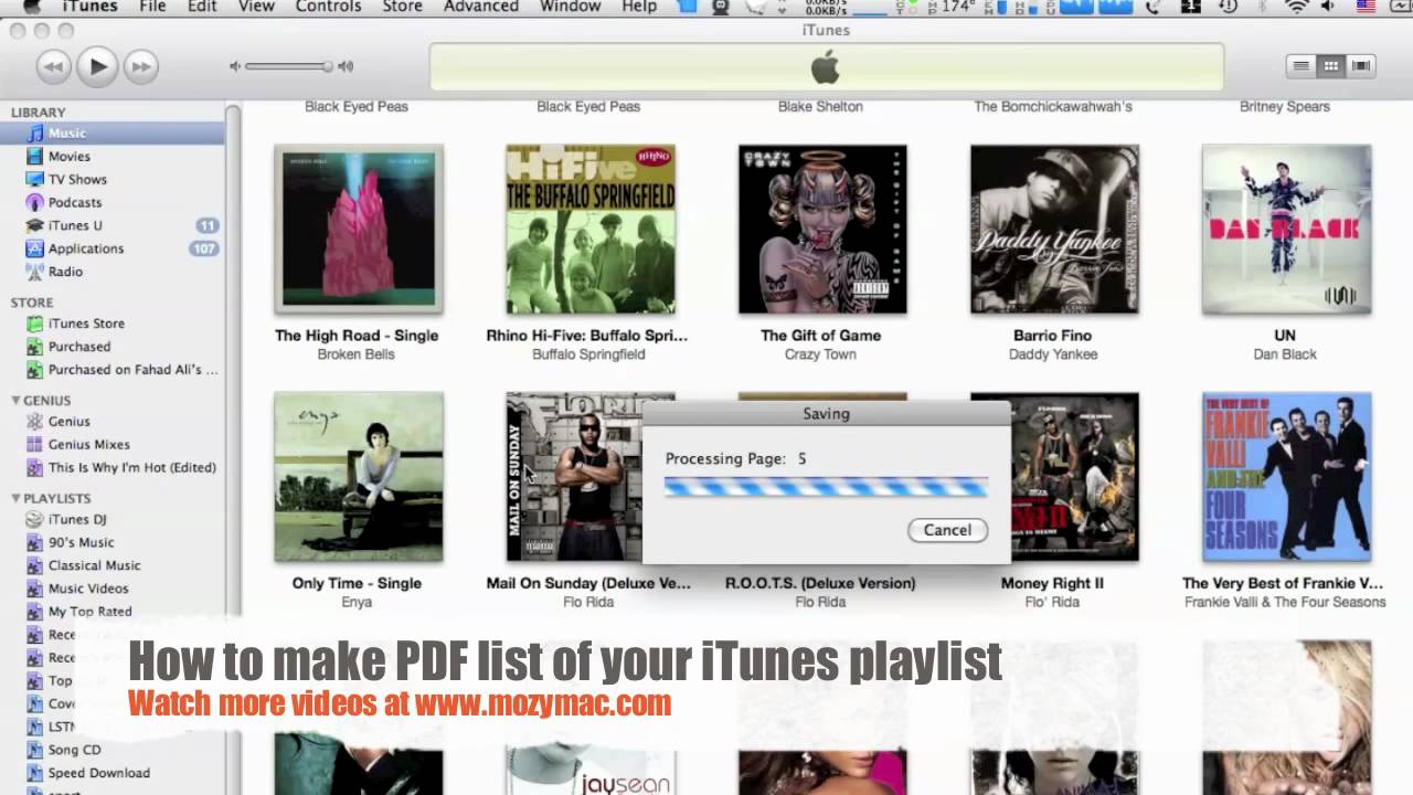 How to list you iTunes music library in PDF file. - YouTube