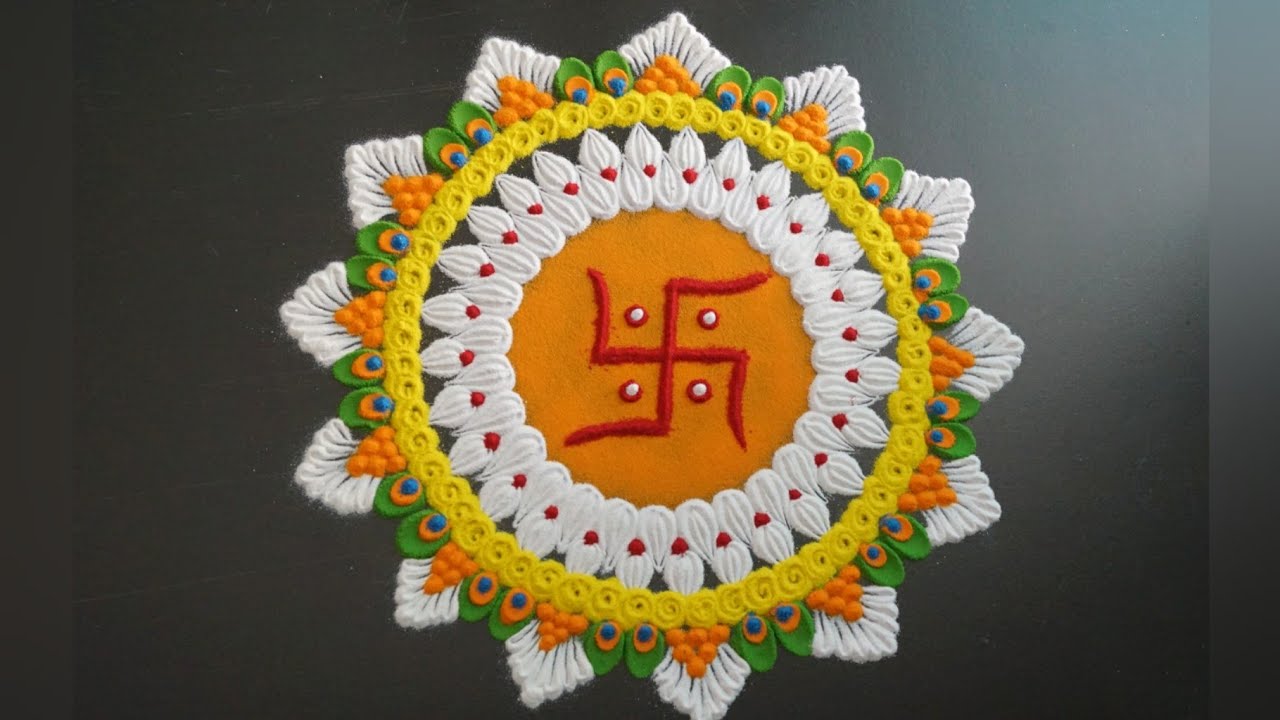 Swastik Rangoli Designs For Diwali || Beautiful Swastik Rangoli ...