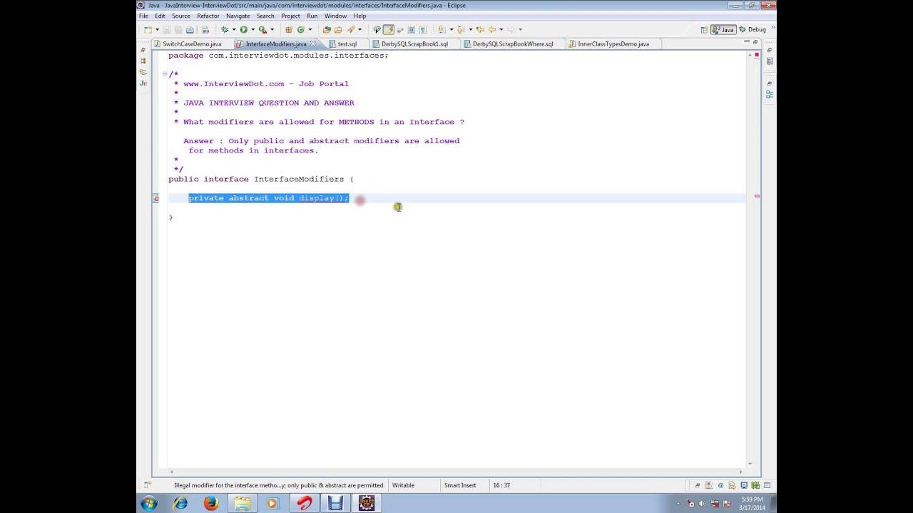 What modifiers are allowed for METHODS in an Interface - YouTube
